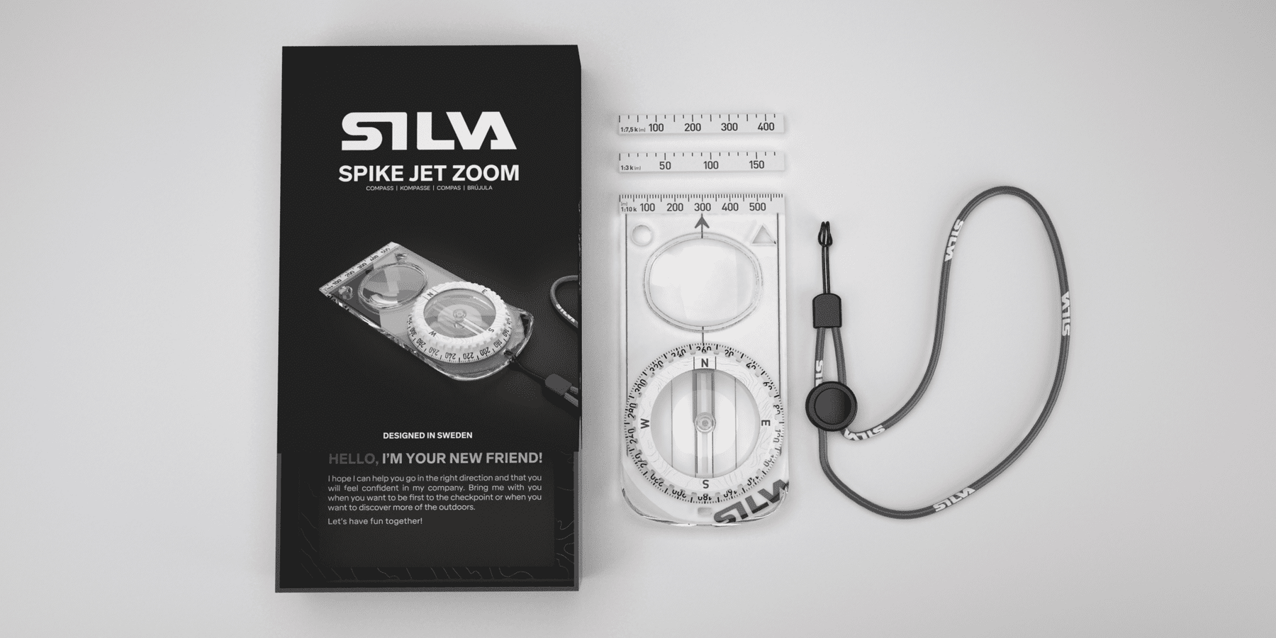 Spike Jet Zoom Baseplate Compass | Magnifier & 3 Scale Sliders | Silva